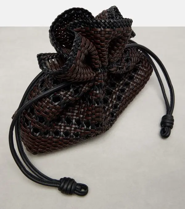 Loewe Flamenco Medium Woven Leather Clutch - Brown