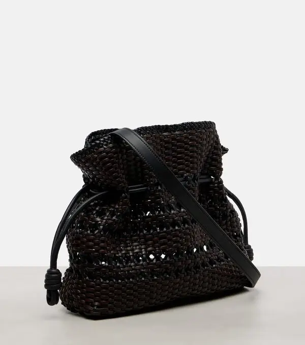 Loewe Flamenco Medium Woven Leather Clutch - Brown