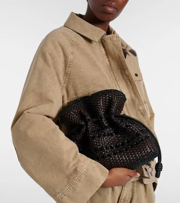 Loewe Flamenco Medium Woven Leather Clutch - Brown