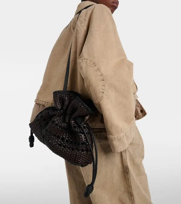 Loewe Flamenco Medium Woven Leather Clutch - Brown