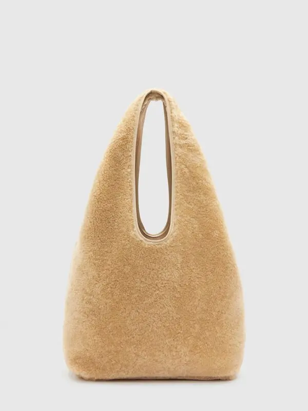 REFORMATION Aurelia Shearling Tote Bag - Natural
