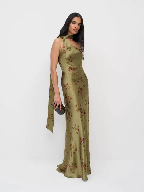 REFORMATION Jazzlyn Silk Maxi Dress - Green