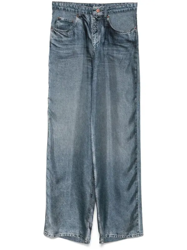 PIERRE-LOUIS MASCIA Denim Print Silk Trousers - Sky Blue
