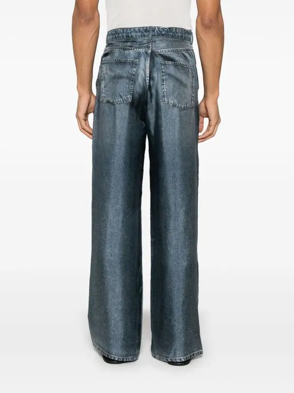 PIERRE-LOUIS MASCIA Denim Print Silk Trousers - Sky Blue