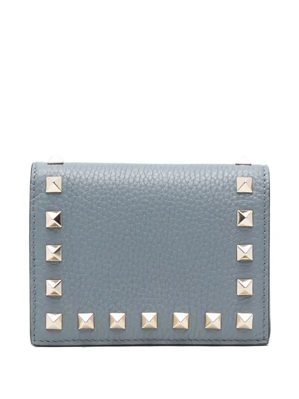 Valentino Garavani Rockstud Leather Flap Wallet - Grey