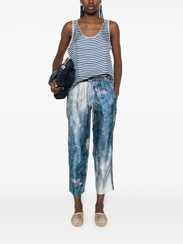 PIERRE-LOUIS MASCIA Striped Silk Tank Top - Blue