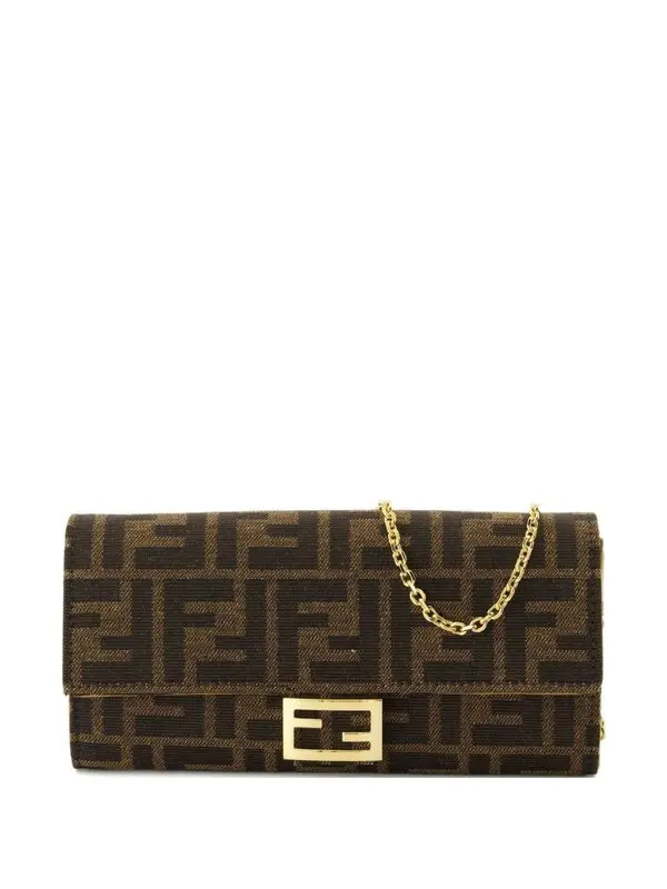 Fendi Baguette Ff Wallet On Chain - Brown