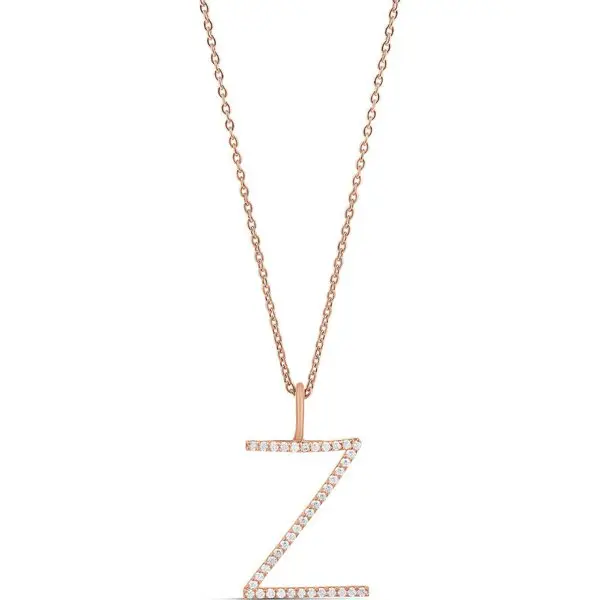 SHYMI Jumbo Pavé Block Initial Pendant Necklace - Rose