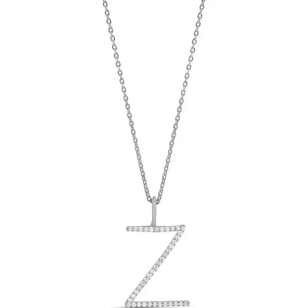 SHYMI Jumbo Pavé Block Initial Pendant Necklace - Silver