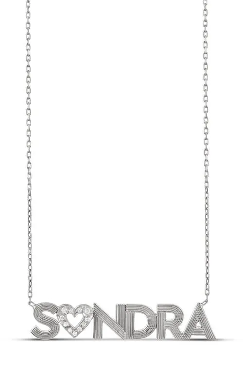SHYMI Pavé Heart & Fluted Name Pendant Necklace - Silver