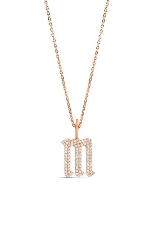 SHYMI Gothic Initial Charm Necklace - Rose Gold