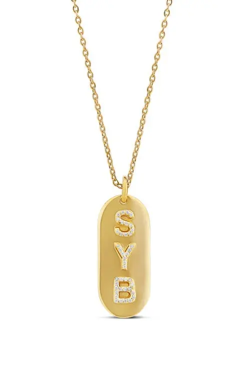 SHYMI Pavé Cubic Zirconia Name Tag Pendant Necklace - Gold