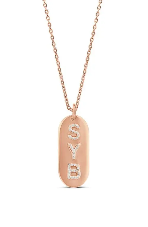SHYMI Pavé Cubic Zirconia Name Tag Pendant Necklace - Rose
