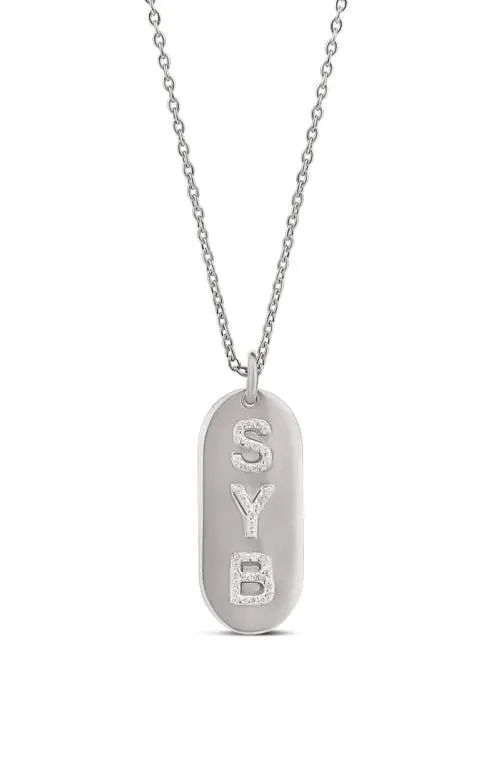 SHYMI Pavé Cubic Zirconia Name Tag Pendant Necklace - Silver