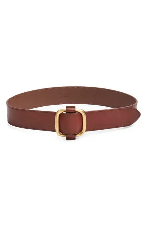 Saint Laurent Large Buckle Leather Belt - Dark Brown Choco