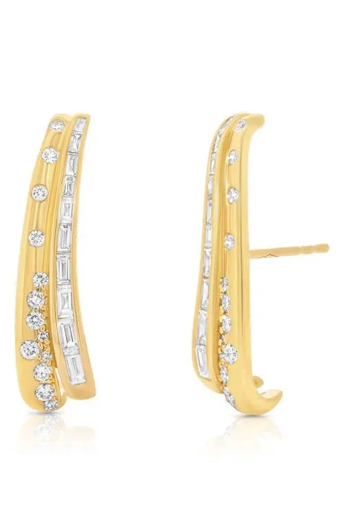 Sara Weinstock Papua Diamond Curved Earrings - Yellow Gold