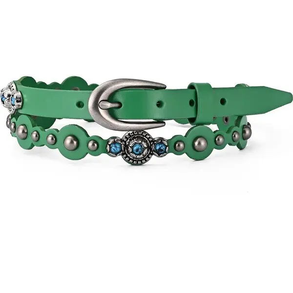 OLD TREND Embellished Vintage Inspired Leather Belt - Green