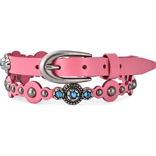 OLD TREND Embellished Vintage Inspired Leather Belt - Pink
