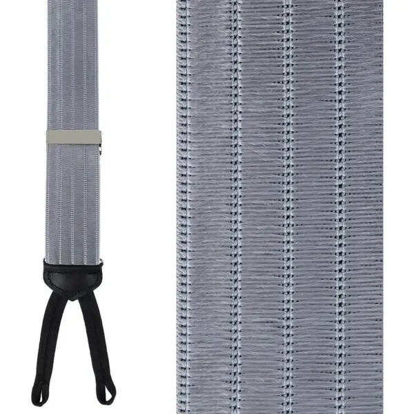 Trafalgar Jefferson Brushed Pinstripe Elastic Formal End Suspenders - Light Grey