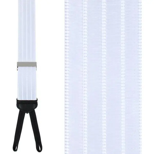 Trafalgar Jefferson Brushed Pinstripe Elastic Formal End Suspenders - White