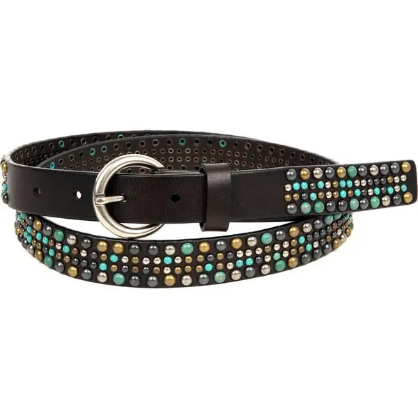 OLD TREND Studded Leather Belt - Coffee