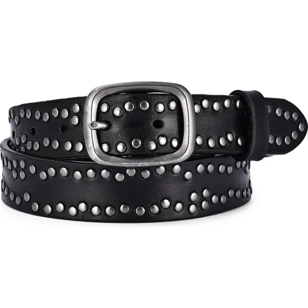 OLD TREND Westland Studded Leather Belt - Black