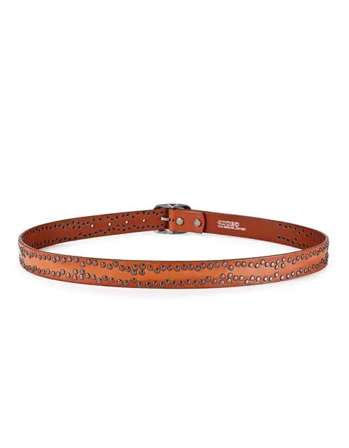 OLD TREND Westland Genuine Leather Studded Belt - Camel