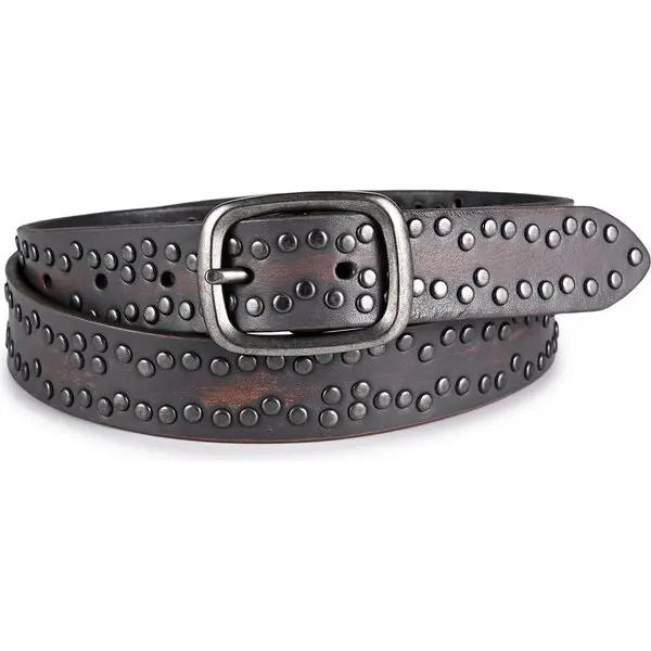 OLD TREND Westland Studded Leather Belt - Grey