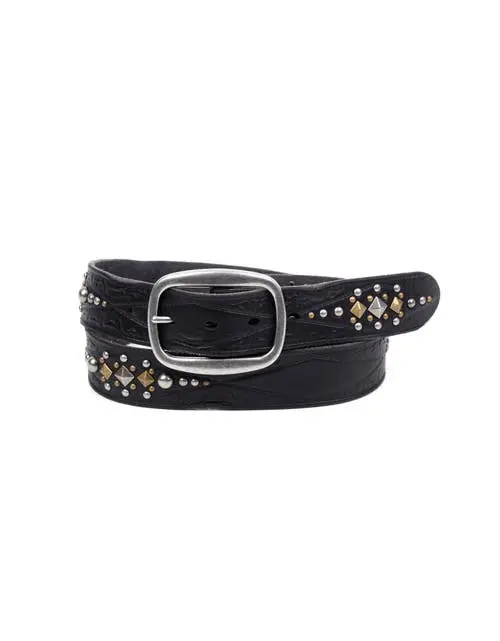 OLD TREND Legend Genuine Leather Studded Belt - Black