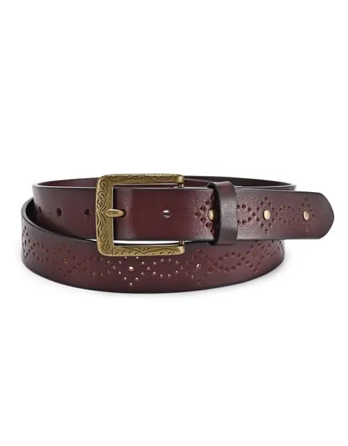 OLD TREND Daisy Leather Floral Detail Belt - Brown