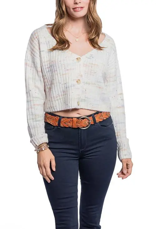 OLD TREND Barracuda Genuine Leather Woven Distressed Studded Belt - Camel