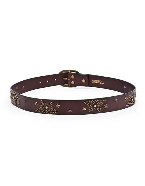 OLD TREND Glory Genuine Leather Star Studded Belt - Brown