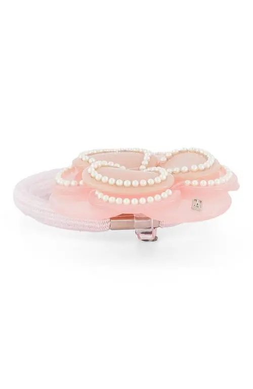 Alexandre De Paris Camellia Acetate Hair Tie With Pearls