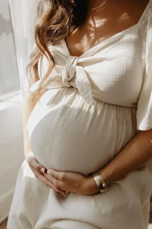 PINKBLUSH Front Tie Ruffle Sleeve Maternity Midi Dress - Beige