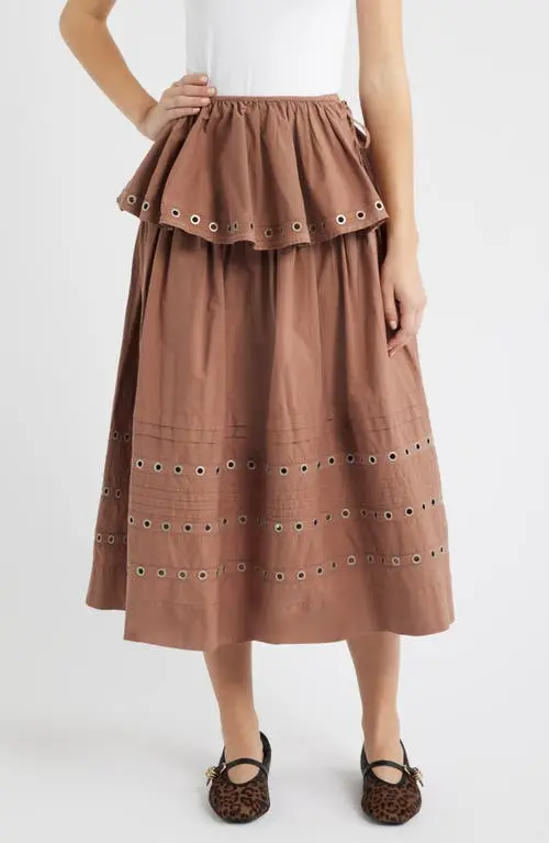 DAMSON MADDER Anika Ruffle Grommet Maxi Skirt