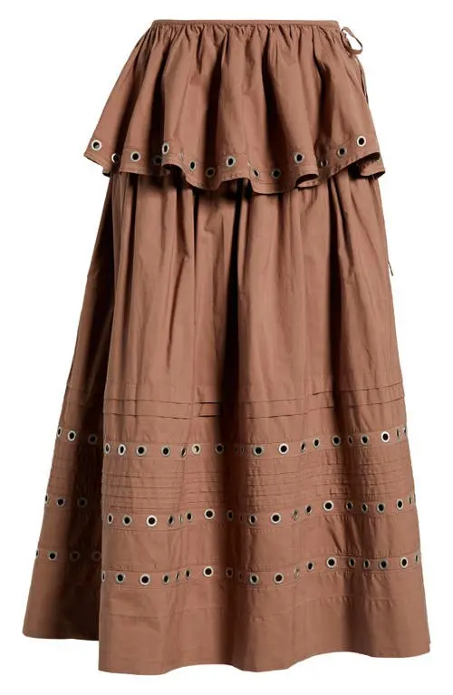 DAMSON MADDER Anika Ruffle Grommet Maxi Skirt