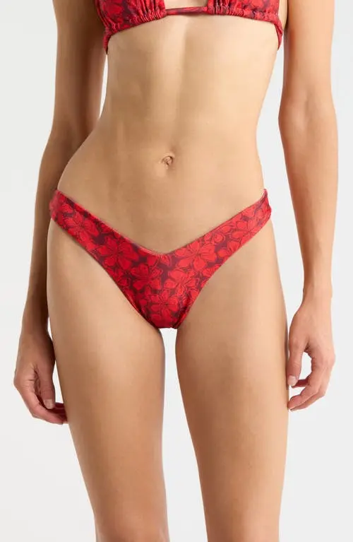 KULANI KINIS Y-cut Thong Bikini Bottoms - Sassy Sangria