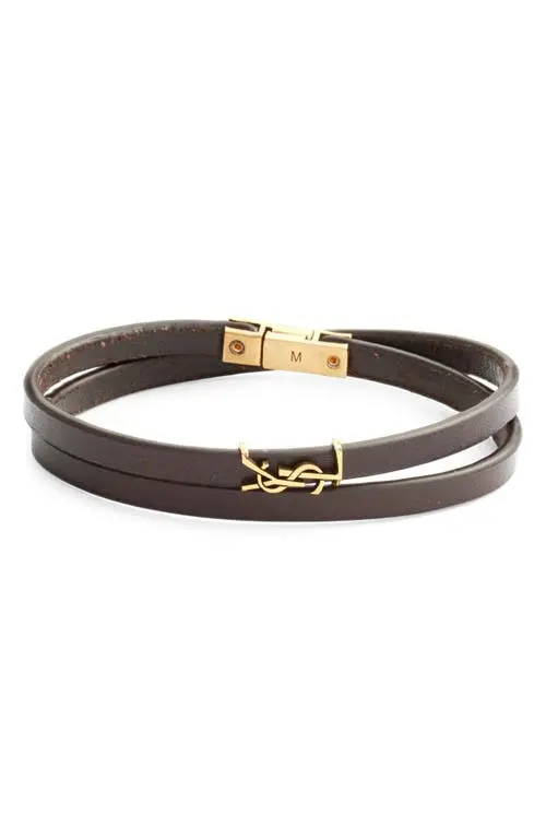 Saint Laurent Thin Double Wrap Bracelet - Brown/light Bronze
