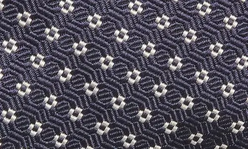 Saint Laurent Geo Jacquard Silk Neck Tie - Navy/off White