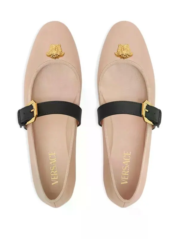 Versace La Medusa Nappa Ballerinas - Neutrals