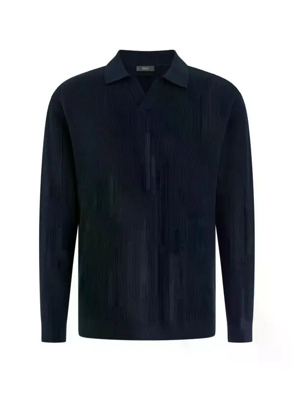 Boggi Milano Open-neck Ribbed Sweater - Blue