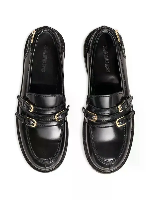 Sandro Buckle Strap Loafers - Black