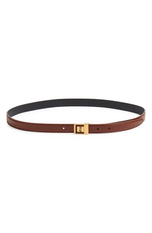 Saint Laurent La 66 Buckle Leather Belt - Wet Clay