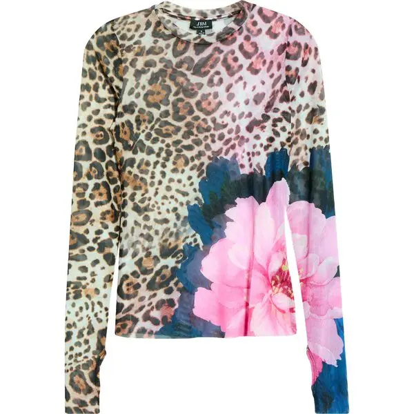 AFRM Kaylee Floral Mesh Top - Animal Block Peony