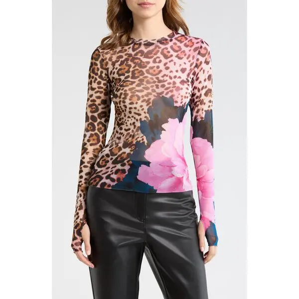 AFRM Kaylee Floral Mesh Top - Animal Block Peony