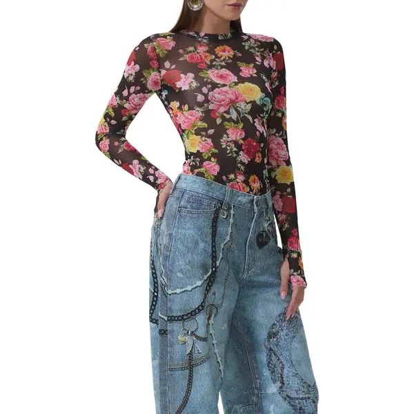 AFRM Kaylee Floral Mesh Top - Spring Rose