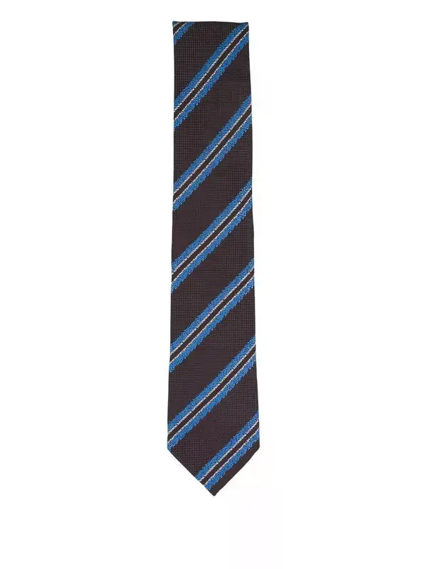 Zegna Striped Neck Tie - Brown
