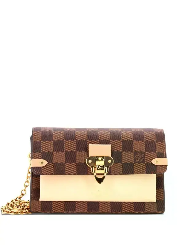 LOUIS VUITTON Vavin Chain Wallet Nm Damier With Leather Crossbody Bag - Brown