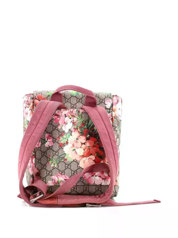 Gucci Buckle Blooms Print Gg Coated Canvas Small Backpack  display picture 1