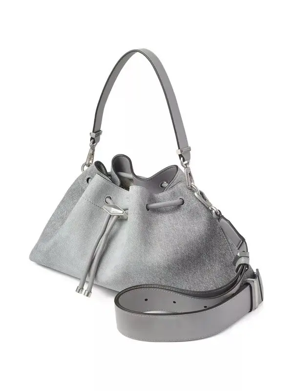 JIMMY CHOO Cinch M Drawstring Shoulder Bag - Grey